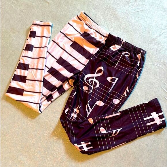 Pants & Jumpsuits | Music Leggings Lxl Piano Keyboard Musical Notes ...